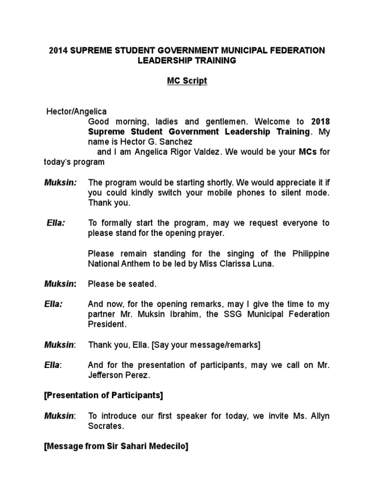 2014 Supreme Student Government Municipal Federation Leadership ...