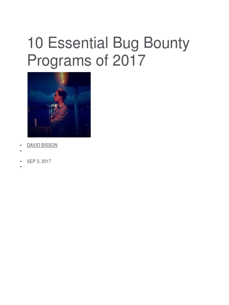 10 Essential Bug Bounty Programs of 2017 | Download Free PDF | Vulnerability (Computing ...