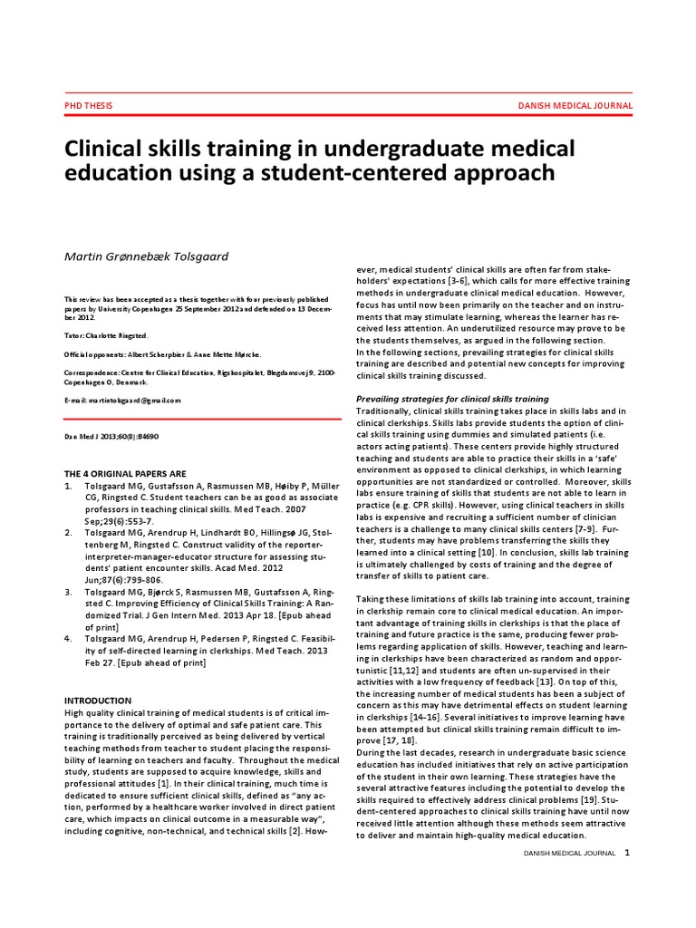 Student-Centered Clinical Skills Training | PDF | Teachers | Learning