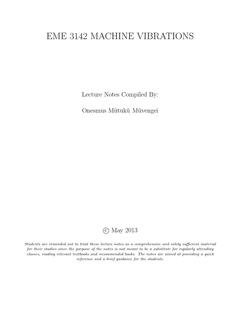 Vibration Notes | PDF | Resonance | Bearing (Mechanical)
