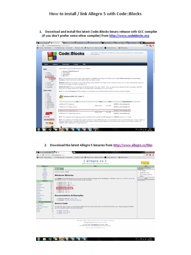 How To Install / Link Allegro 5 With Code::Blocks | PDF | Directory (Computing) | C (Programming ...