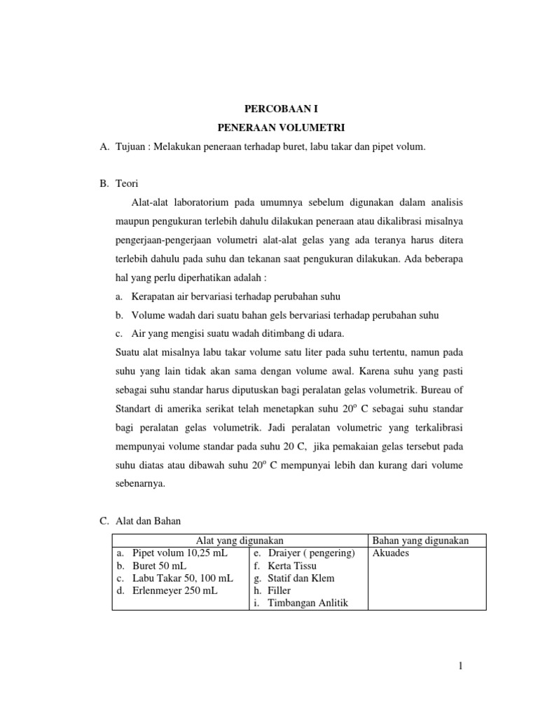 Penuntun Praktikum Analitik 1 | PDF
