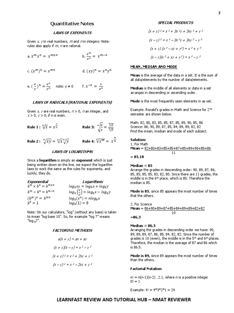 Quantitative Notes: Learnfast Review and Tutorial Hub - Nmat Reviewer ...