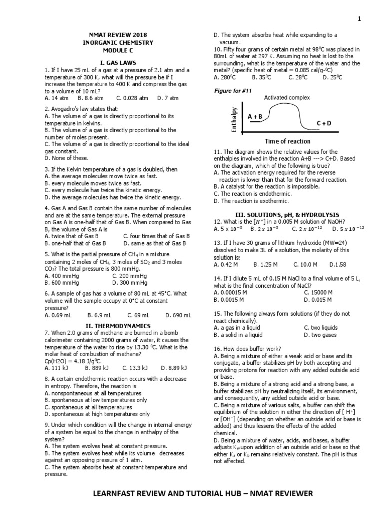 NMAT Chemistry Review Guide | PDF | Gases | Ion