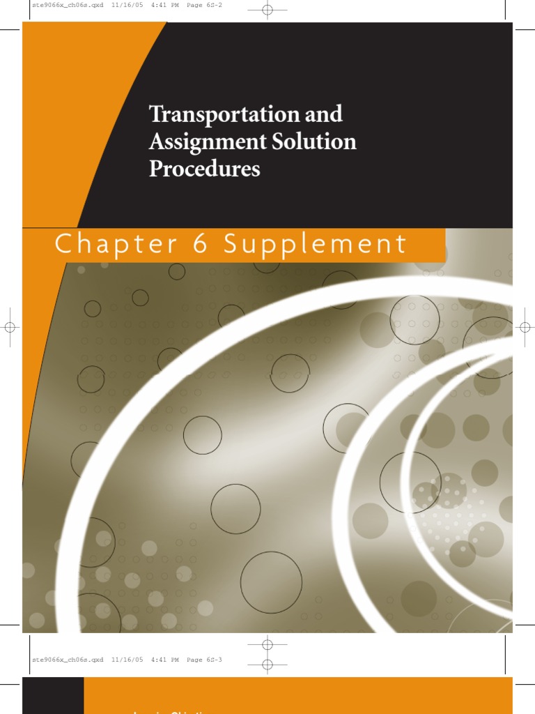 Chapter 6 Supplement: Transportation and Assignment Solution Procedures | PDF | Linear ...