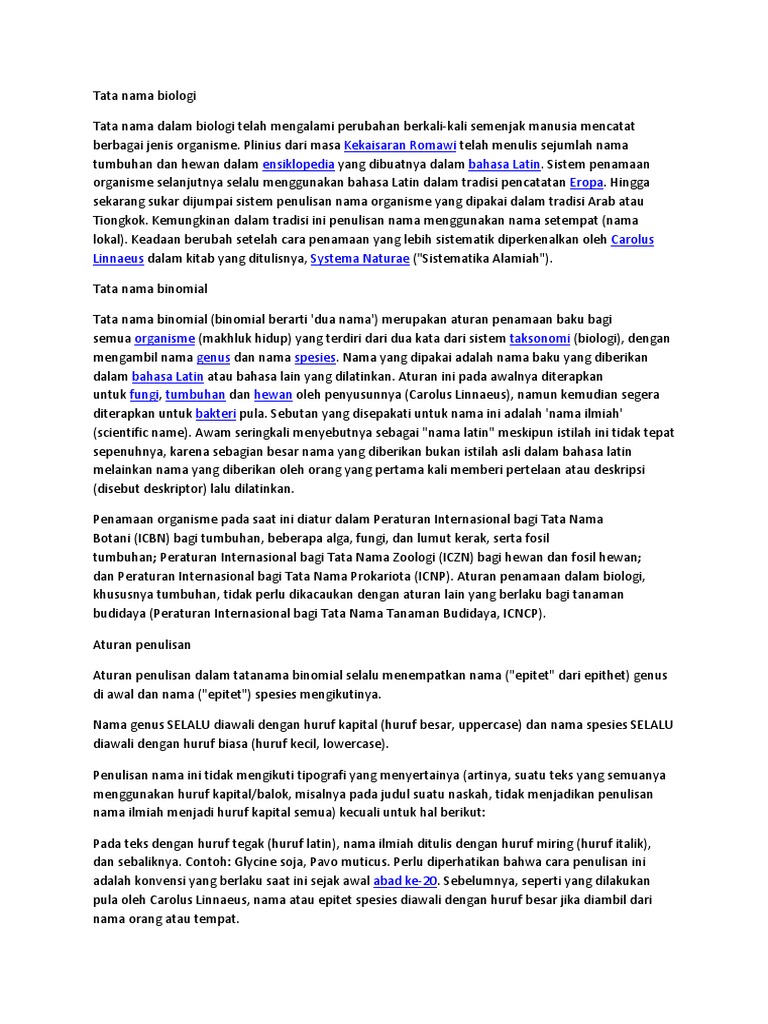 Tata Nama Biologi | PDF