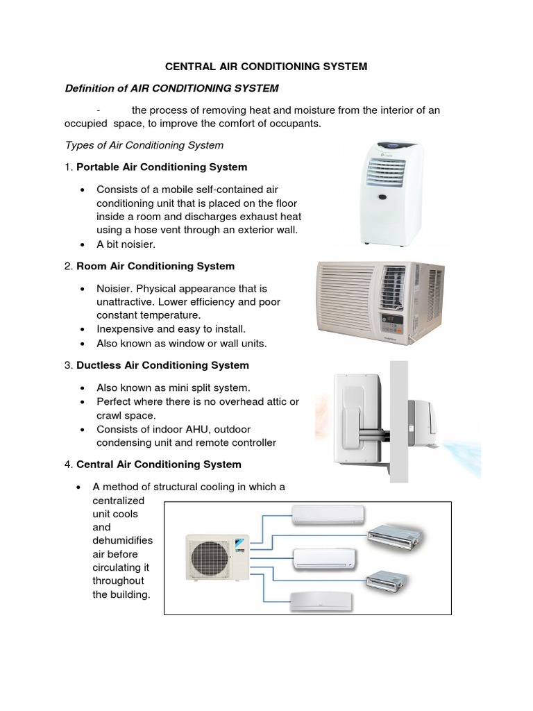 Types of Air Conditioning System | PDF | Heat Pump | Air Conditioning