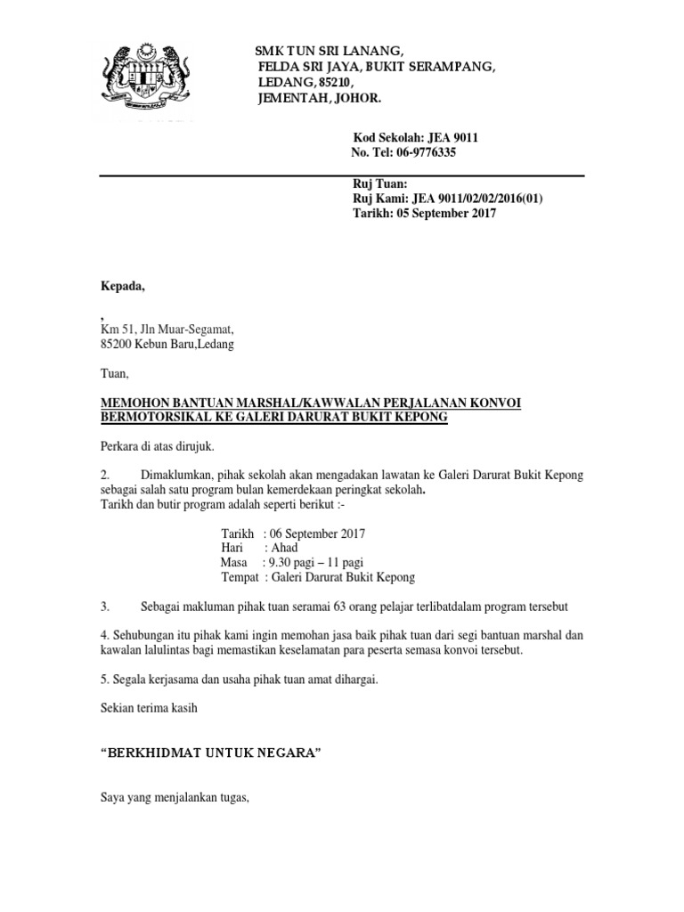 Contoh Surat Lawatan | PDF