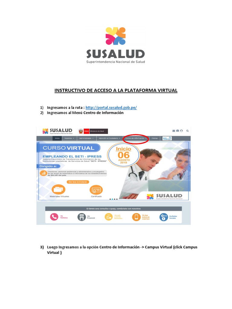 Como Acceder A La Plataforma Virtual - SUSALUD | PDF