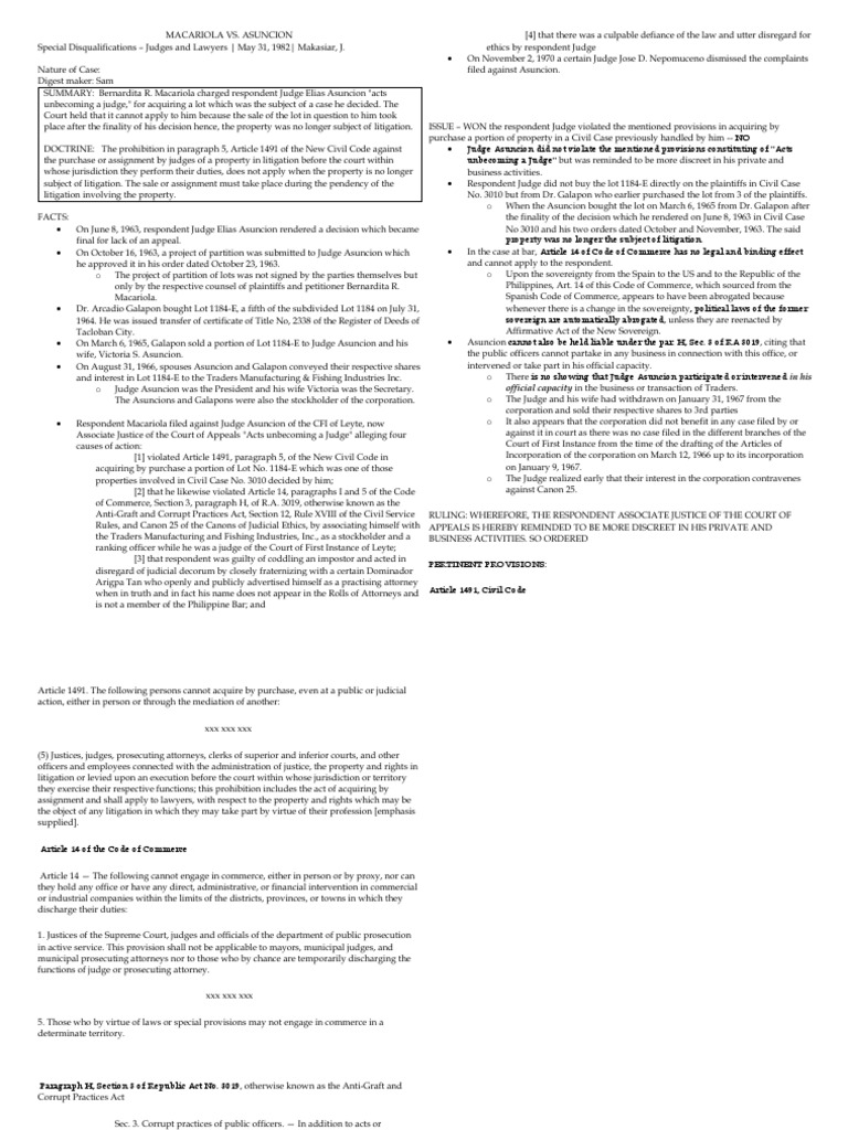 15 Macariola Vs Asuncion | PDF | Lawyer | Lawsuit
