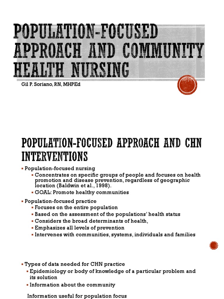 Population Focused Approach and CHN Interventions | PDF | Health ...
