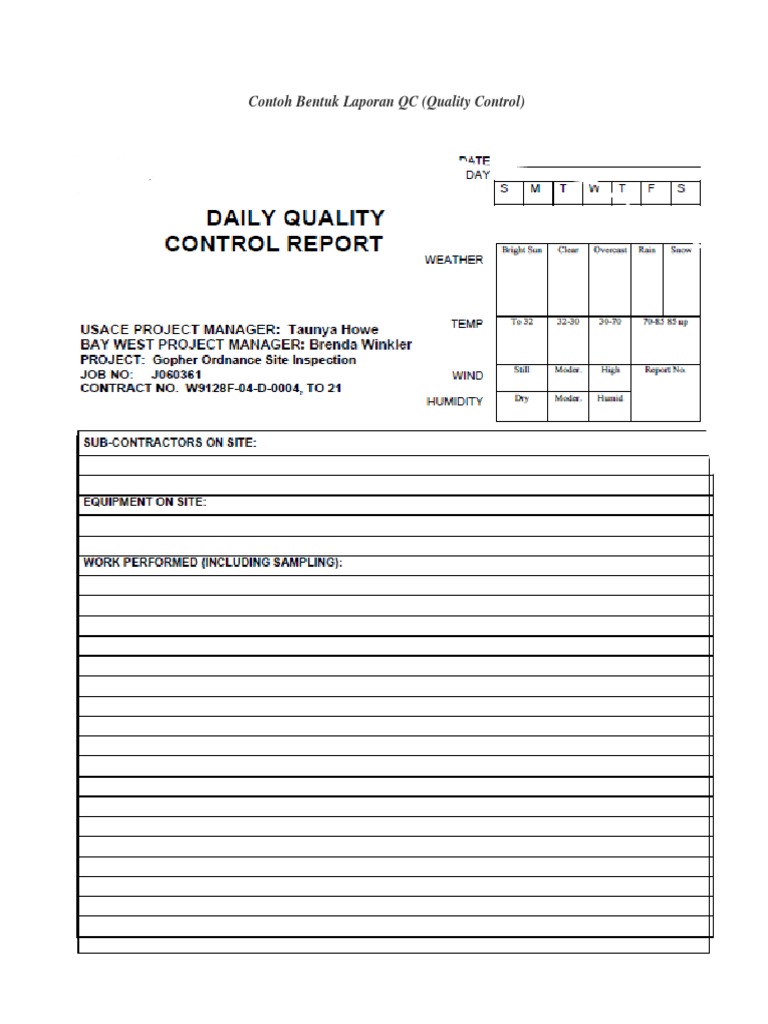 Contoh Bentuk Laporan QC | PDF