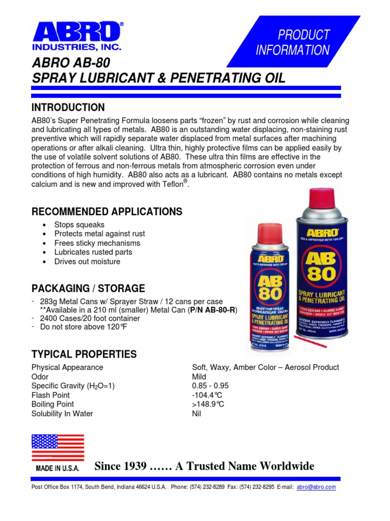 Ab 80 Spray Lubricant With Teflon PDF | PDF