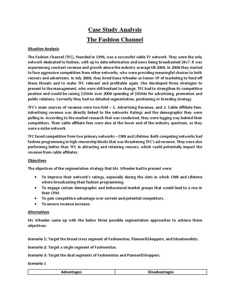 Case Study Analysis The Fashion Channel | PDF | Audience Measurement ...