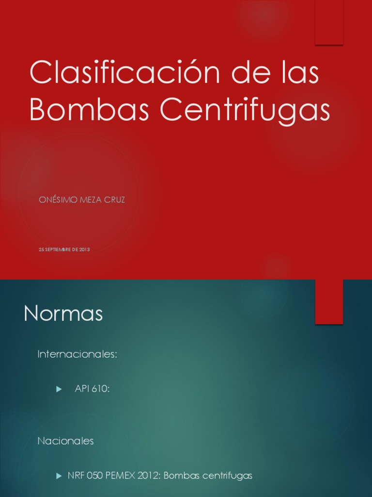 Clasificacion de Las Bombas Centrifugas API 610 | PDF | Ingeniería de ...