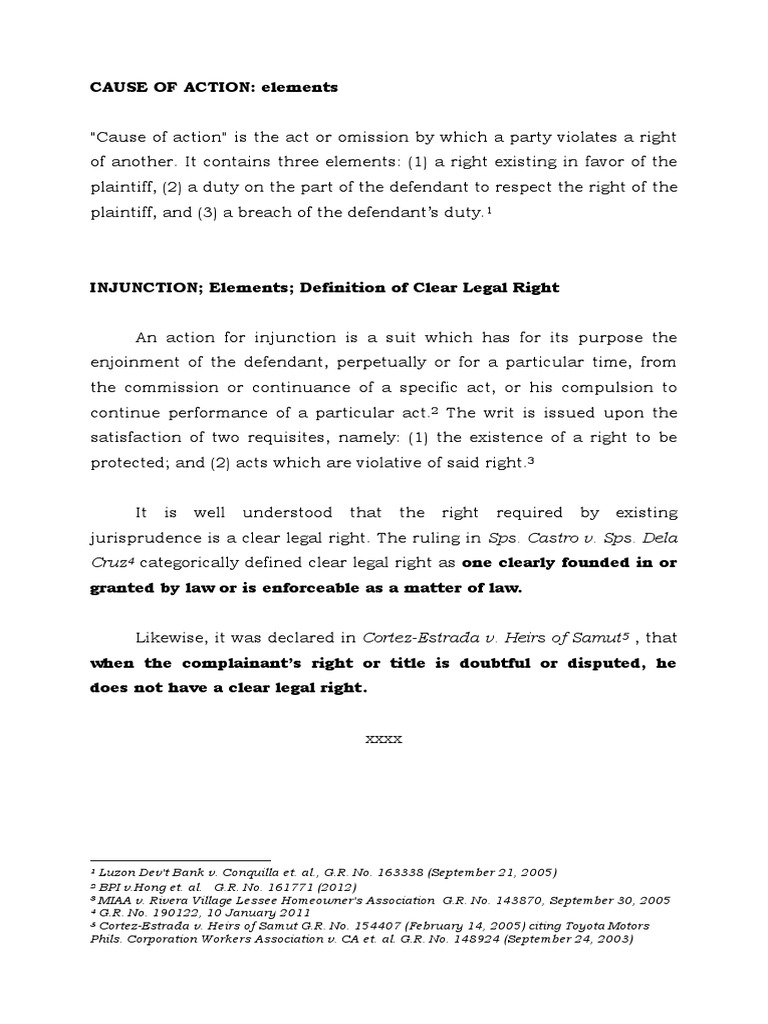 CAUSE OF ACTION: Elements | PDF | Res Judicata | Jurisdiction