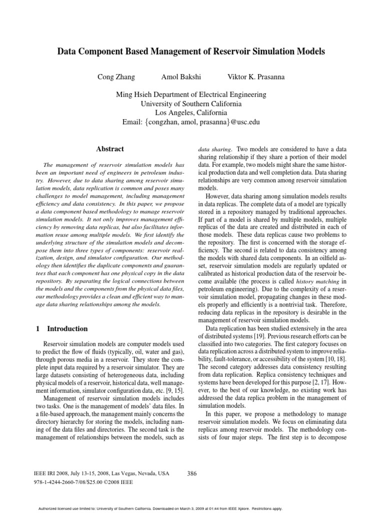 Data Component Based Management of Reservoir Simulation Models | PDF ...