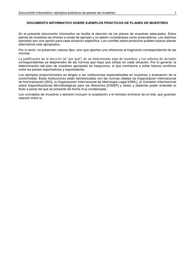 Ejemplo de Plan de Muestreo | Muestreo (Estadísticas) | Ciencia y ...