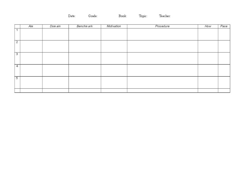 Lesson Plan Blank | PDF