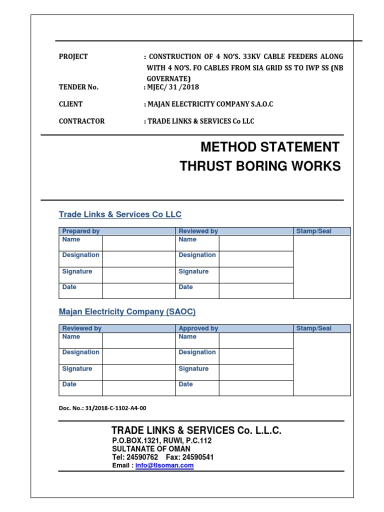 Thrust Boring - Horizontal Directional Drilling | PDF | Specification ...