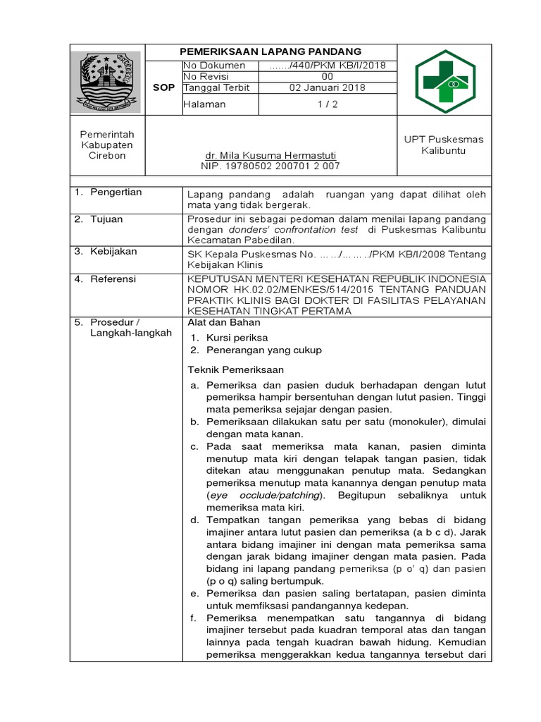 7.a.3. SOP Pemeriksaan Lapang Pandang | PDF