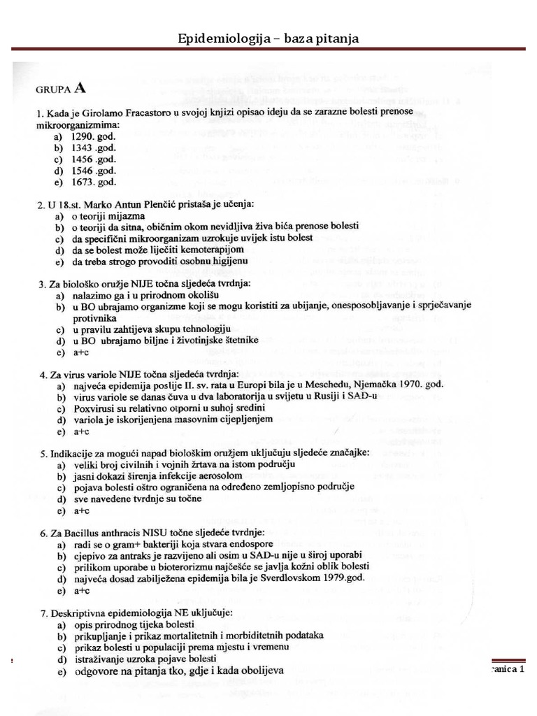 Epidemiologija Pismeni Ispit PDF | PDF