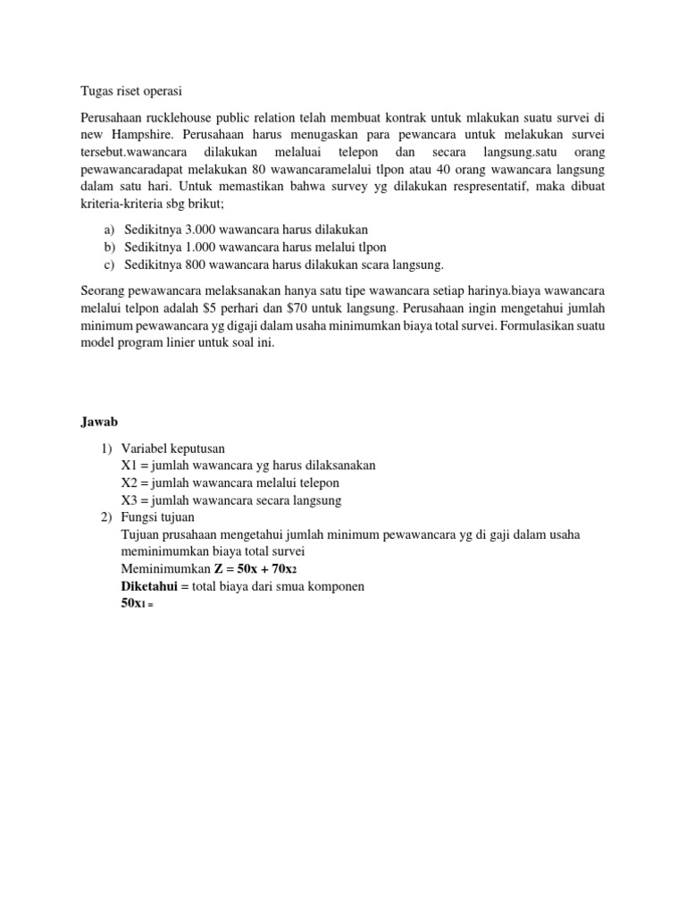 Tugas Riset Operasi | PDF | Hukum