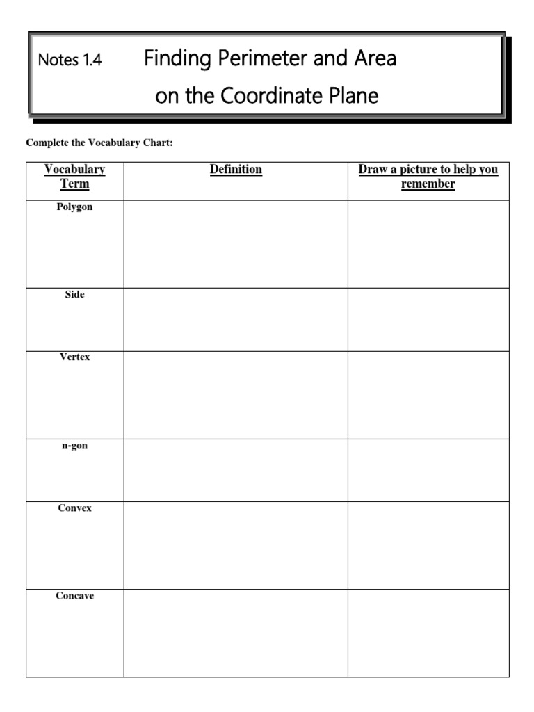 Notes 1.4-Perimeter and Area On Coordinate Plane | PDF
