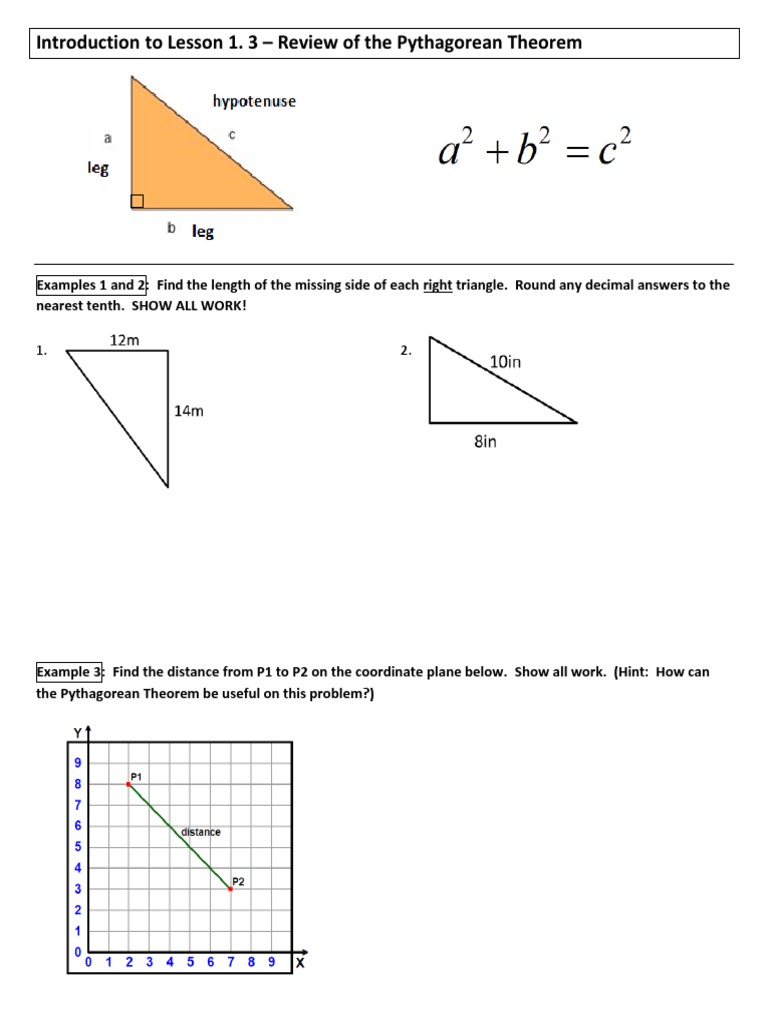Introduction Notes To 1.3 - Pythag Theorm | PDF