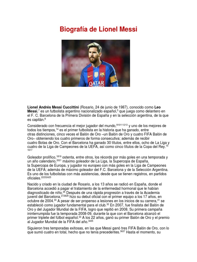 Biografía de Lionel Messi | PDF | Lionel Messi | FC Barcelona