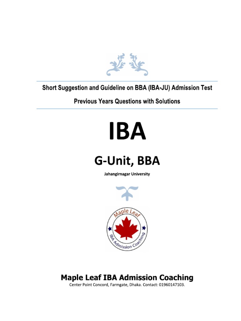 Guideline On BBA IBA JU Maple Leaf - 19 - Free - Adv PDF | PDF