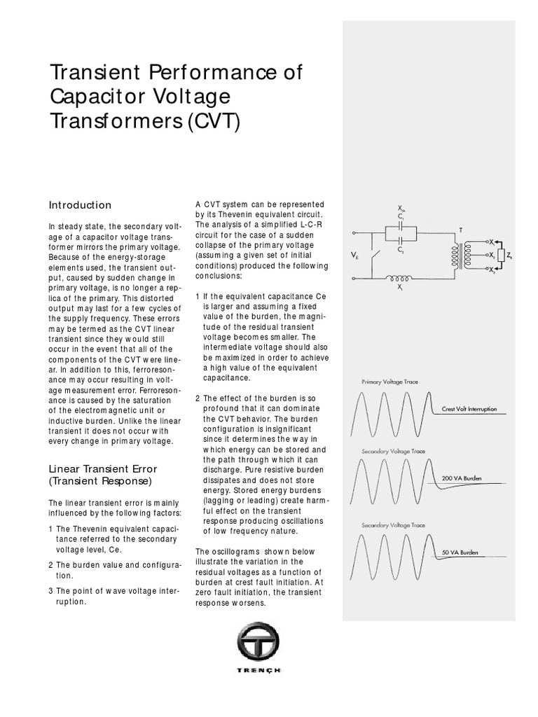 Transient Performance of CVTs PDF | PDF | Capacitor | Electronics