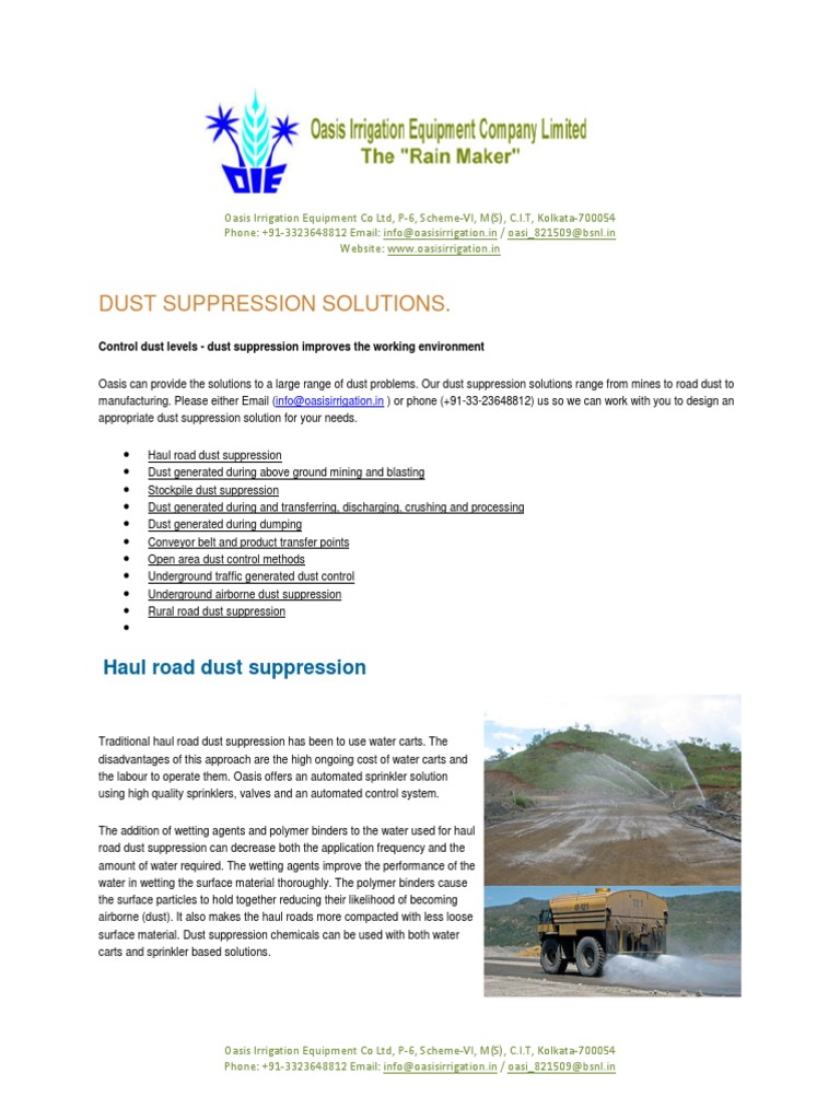 Basic On Dust Suppression Systems311102858 | PDF | Dust | Fire ...