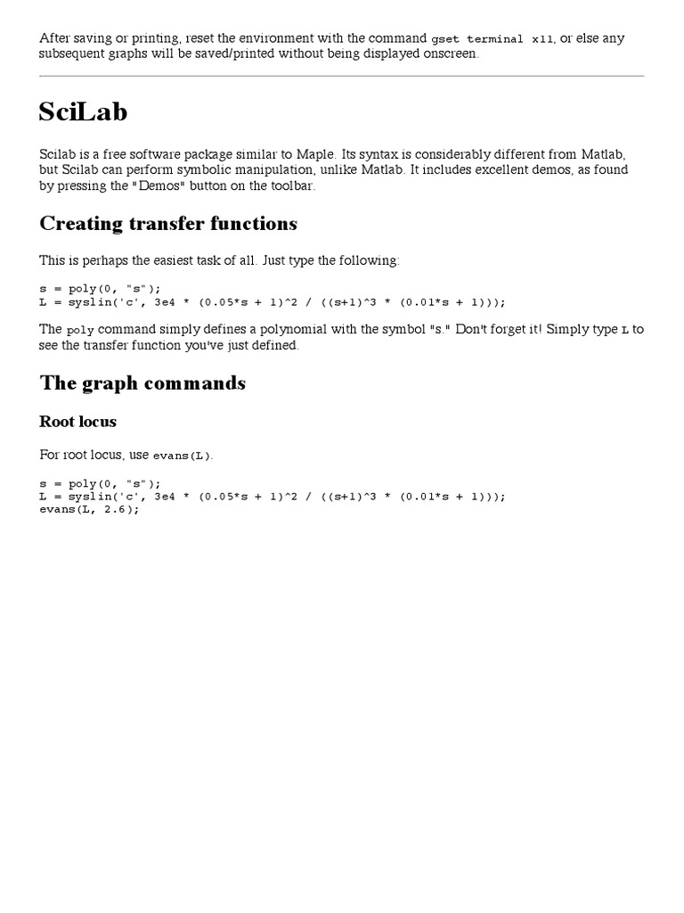 Scilab: Creating Transfer Functions | PDF