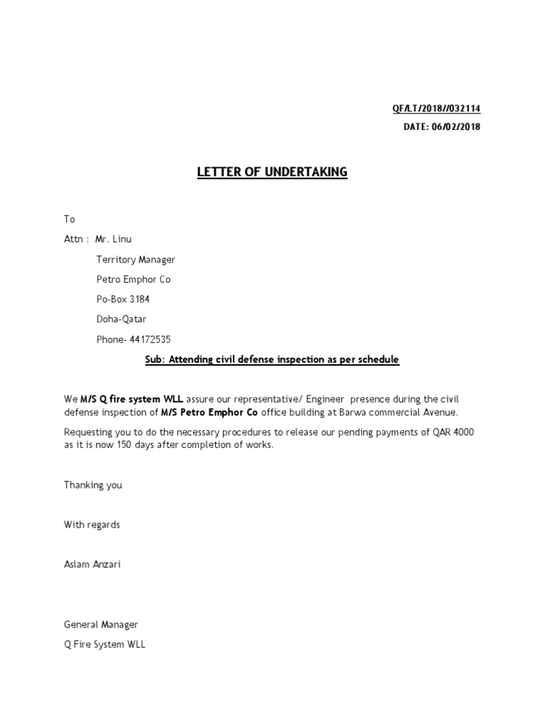 Letter of Undertaking | PDF