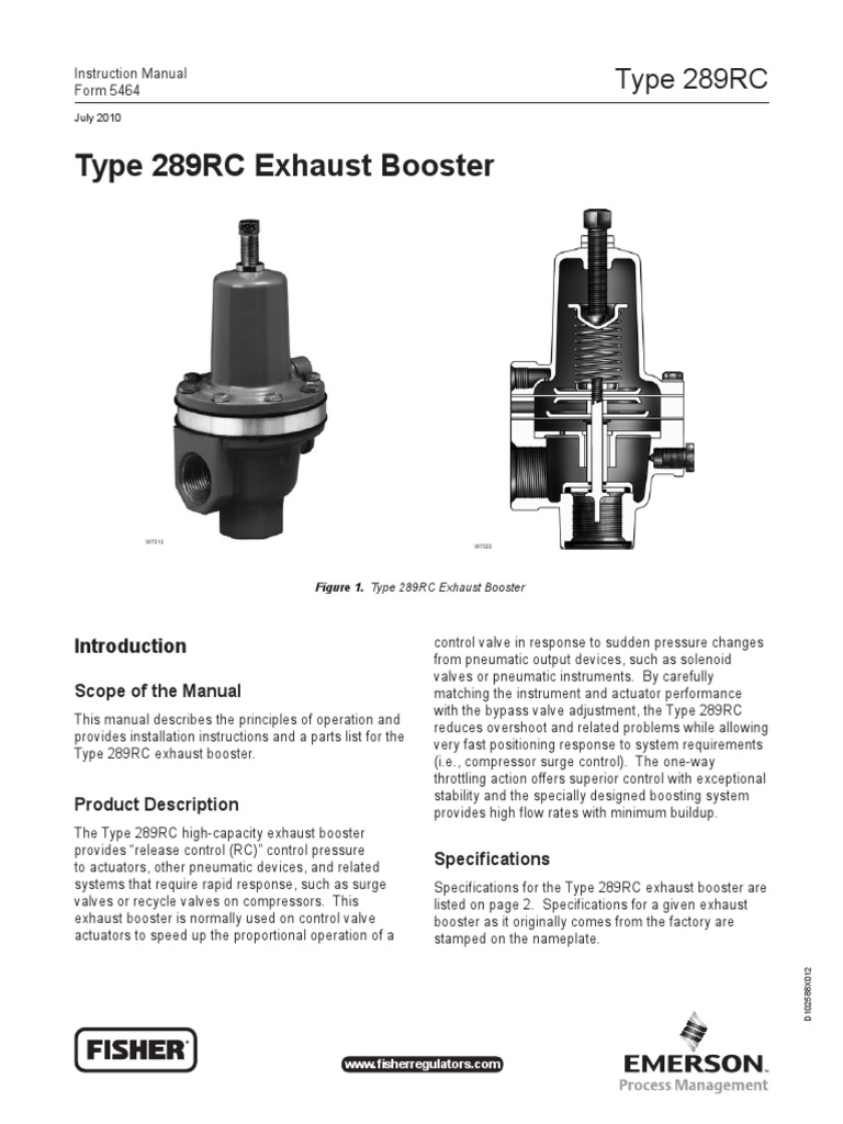 Regulador Fisher 289RC para Antisurge | PDF | Valve | Actuator