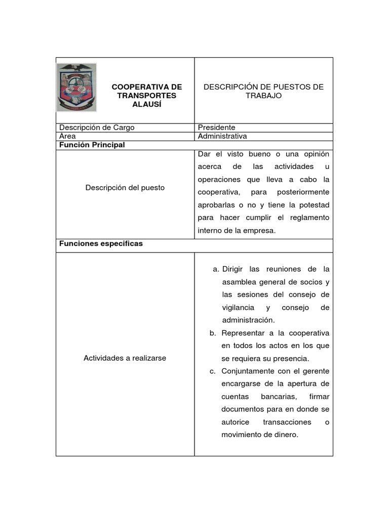 Tablas Puestos de Trabajo | PDF