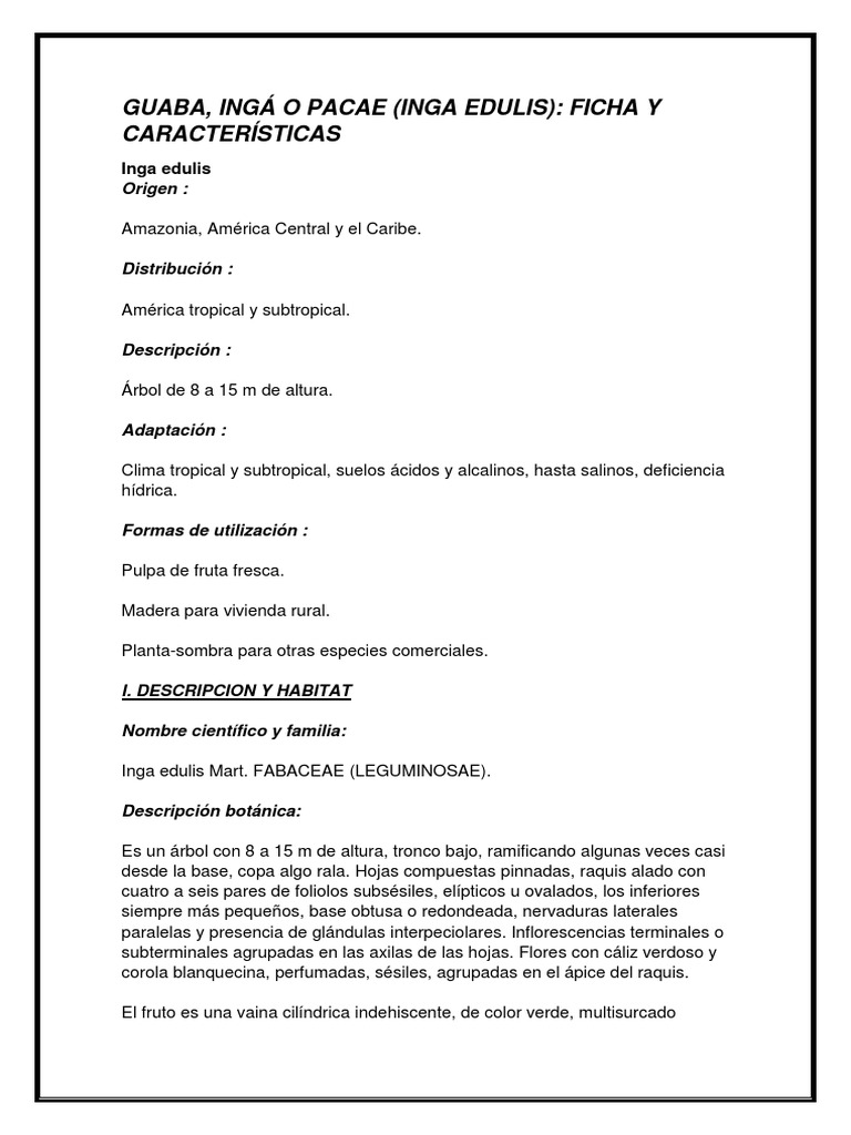 Características y Cultivo del Pacay | PDF | Plantas | Horticultura y ...