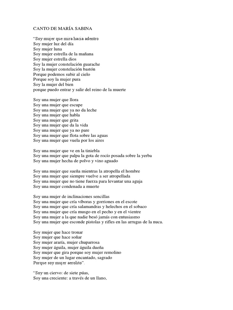 Poemas de María Sabina: Canto y Vida | PDF