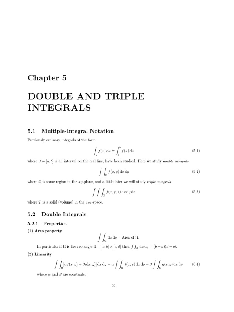 Double and Triple Integrals: 5.1 Multiple-Integral Notation | PDF ...