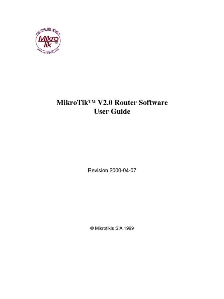 Mikrotik™ V20 Router Software User Guide Revision 2000 04 07 Pdf Ip Address Computer Network