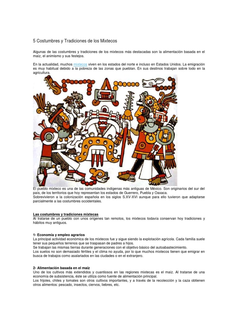 5 Costumbres y Tradiciones de Los Mixtecos | PDF | Agricultura | Maíz