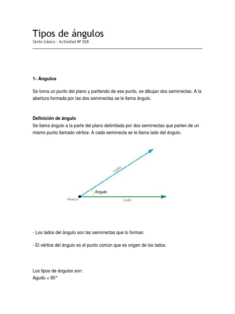 Tipos de Ángulos | PDF | Geometría | Espacio