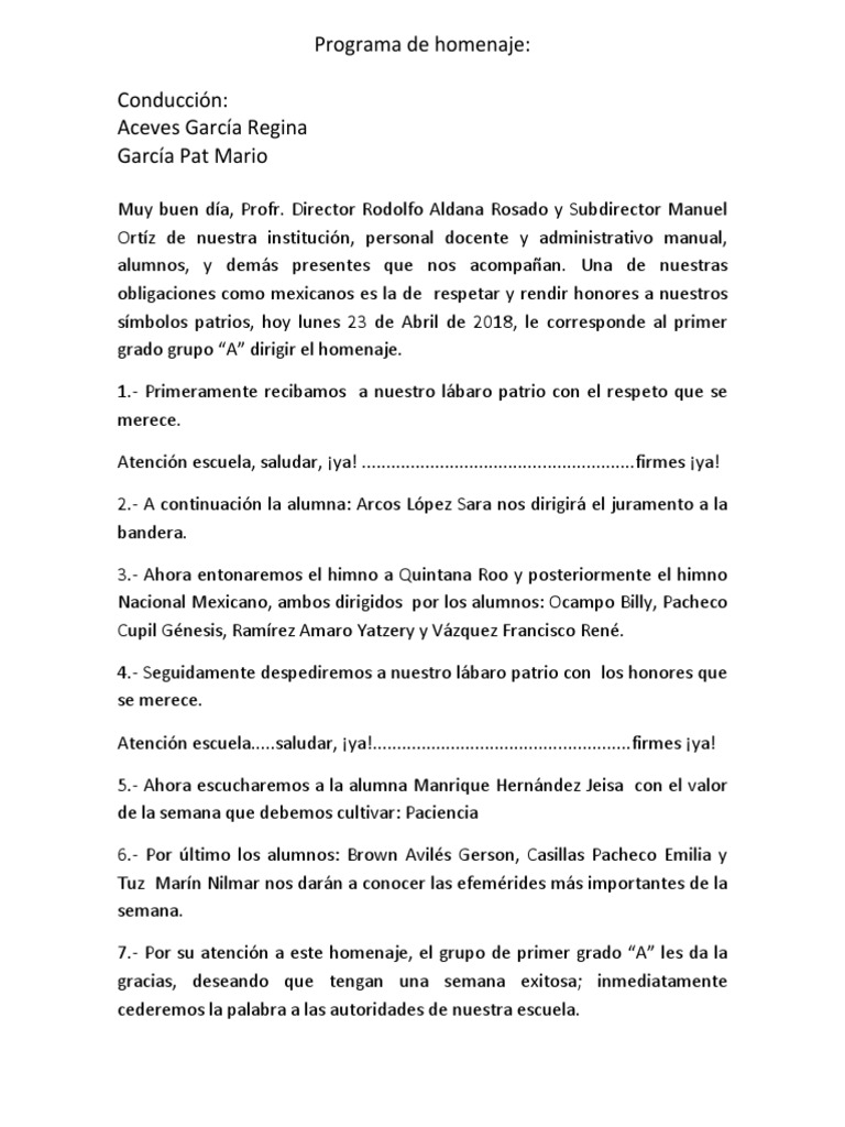 Programa de Homenaje | PDF