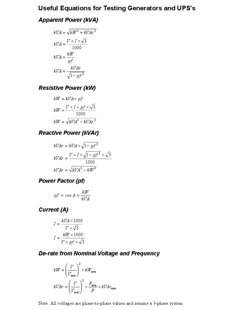 Useful Electrical Equations | PDF