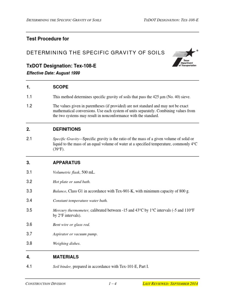 Determining The Specific Gravity of Soils: Test Procedure For | PDF ...