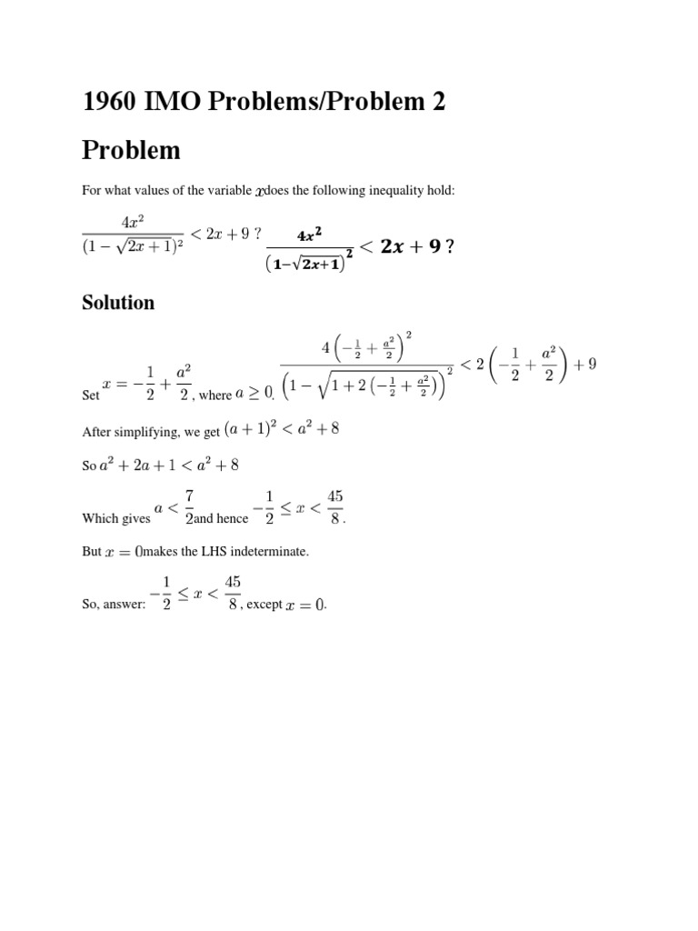 1960 IMO Problems/Problem 2 Problem: Solution | PDF | Teaching ...