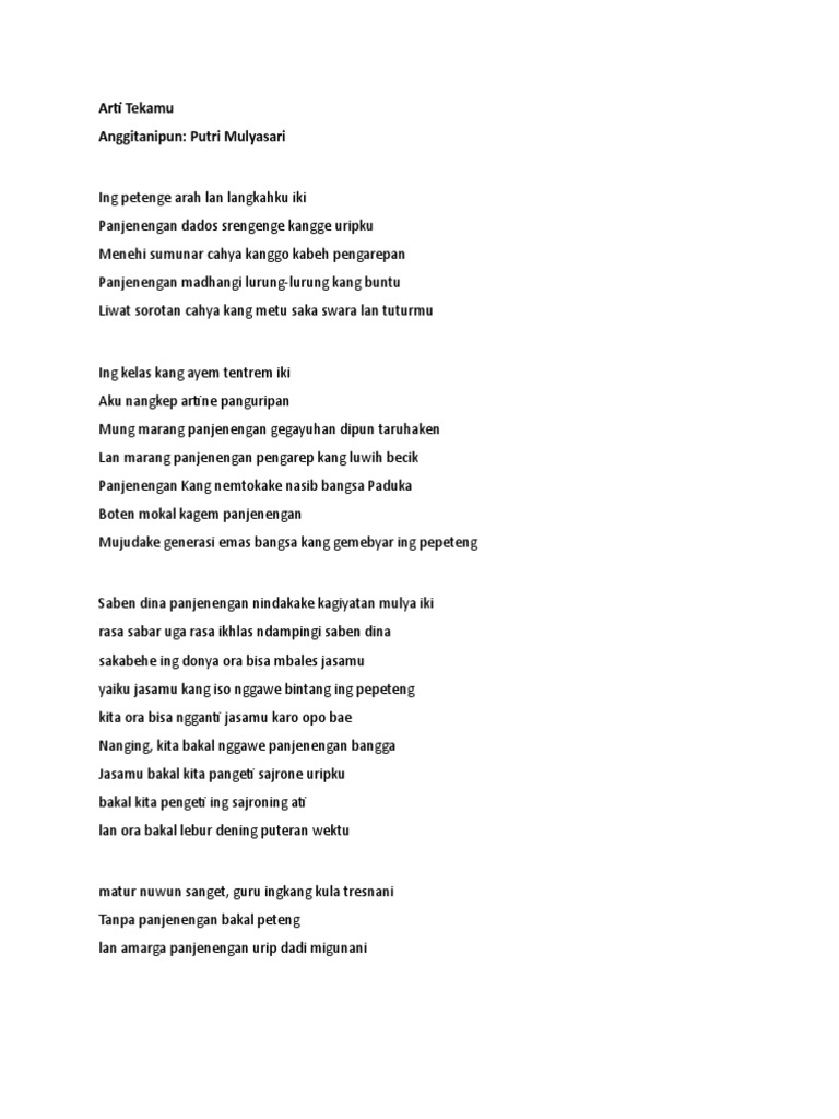 Geguritan Arti Tekamu | PDF