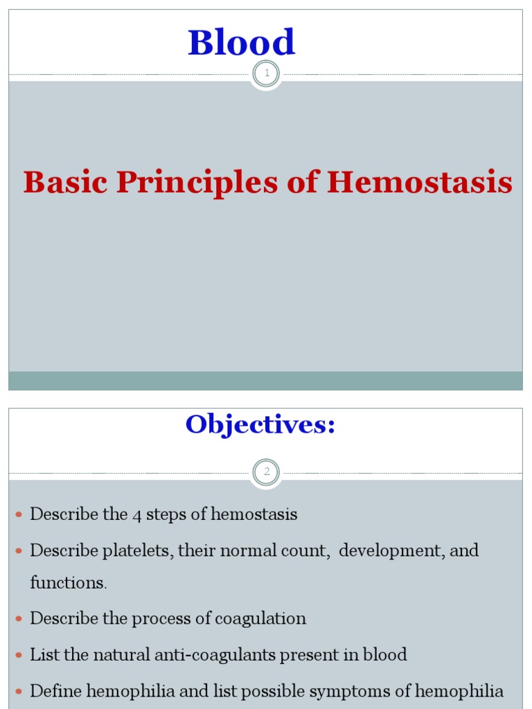 1 Blood Hemostasis | PDF | Coagulation | Platelet