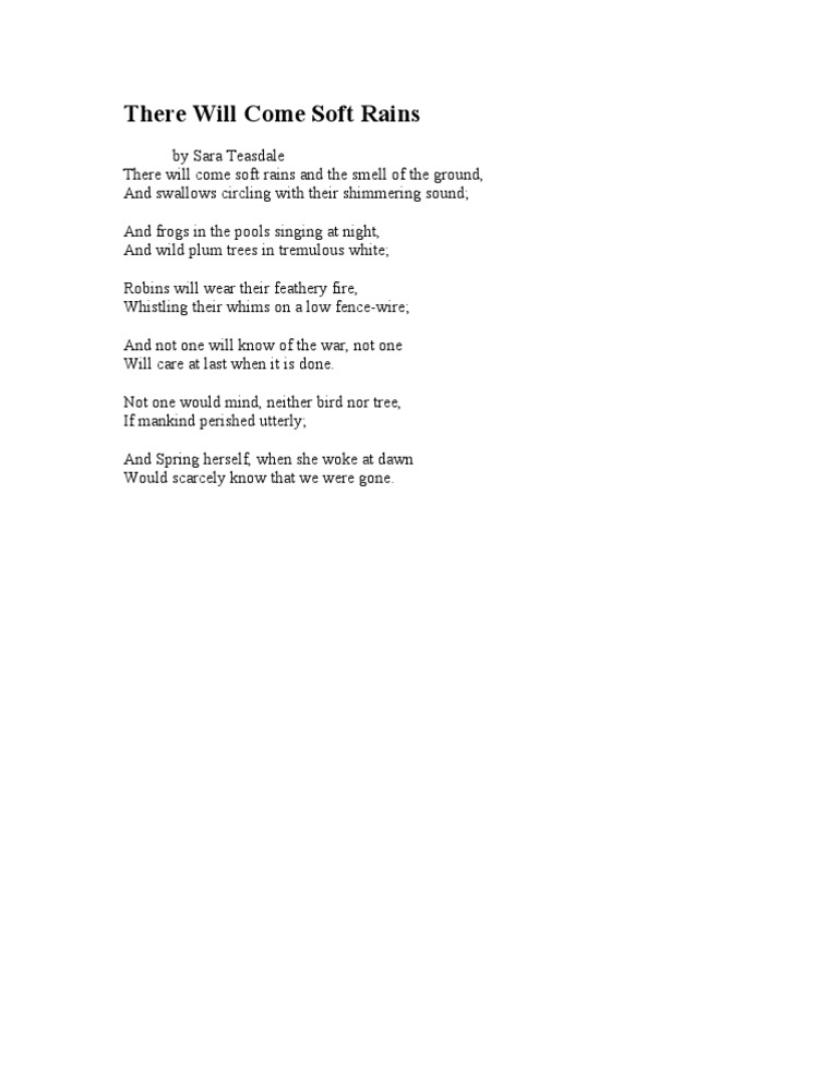 There Will Come Soft Rains by Teasdale | PDF | Poetry | Young Adult